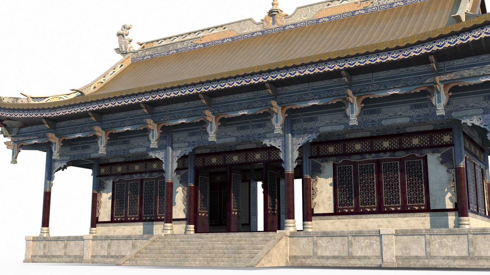 3D Palace Hall Of Ancient Asian Architecture - TurboSquid 2031105