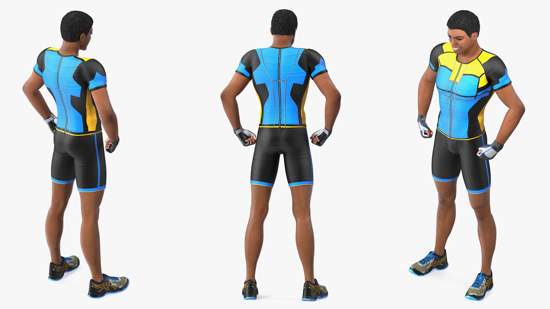 3D Light Skin Black Sportsmen Model - TurboSquid 1703660