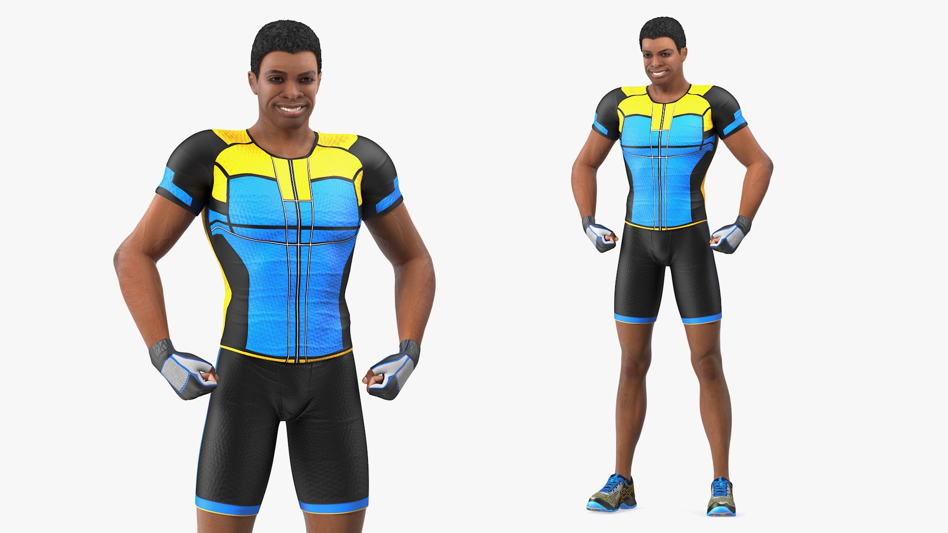 3D light skin black sportsmen model - TurboSquid 1703660