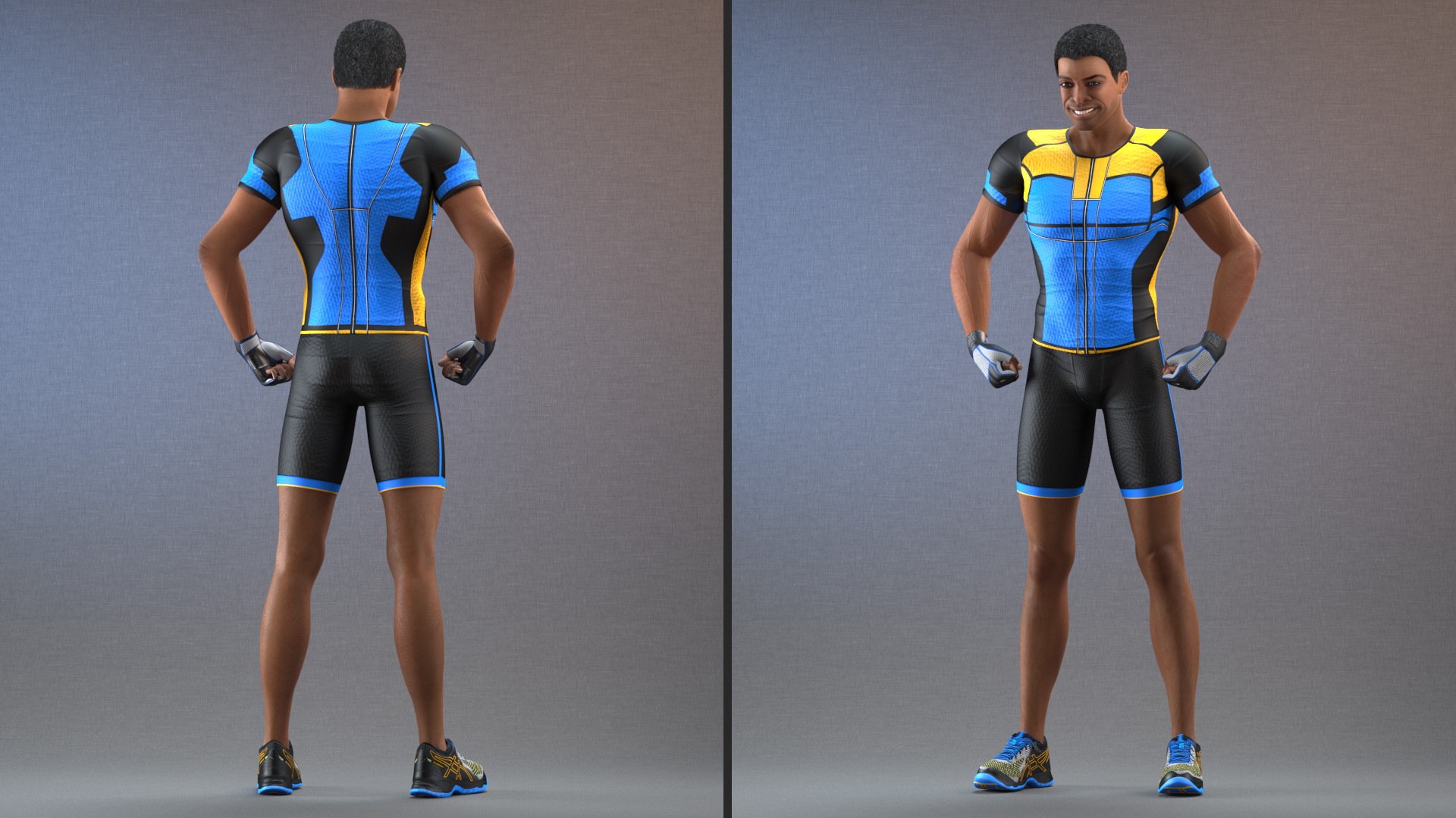 3D Light Skin Black Sportsmen Model - TurboSquid 1703660