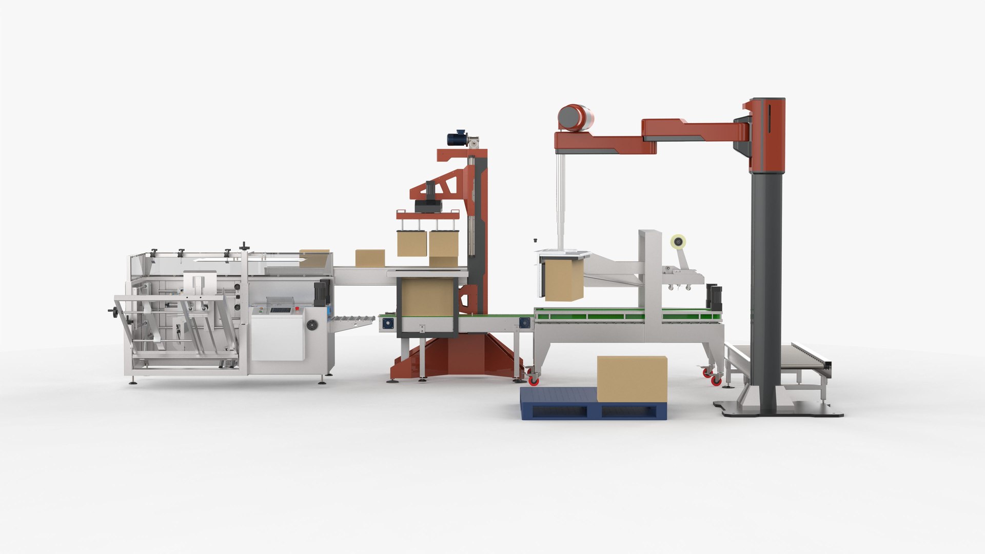 Automatic Unpacking And Sealing Line For Food Factory 3D - TurboSquid ...
