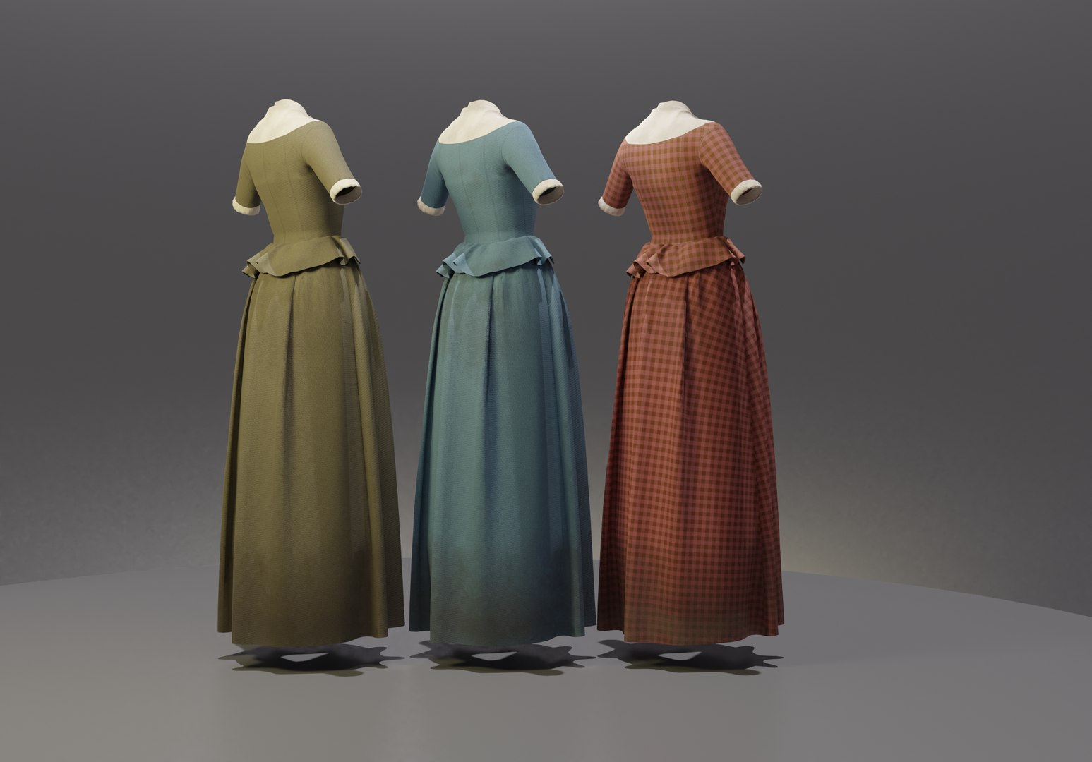 3D Traditional Colonial Dresses Set - TurboSquid 1810762
