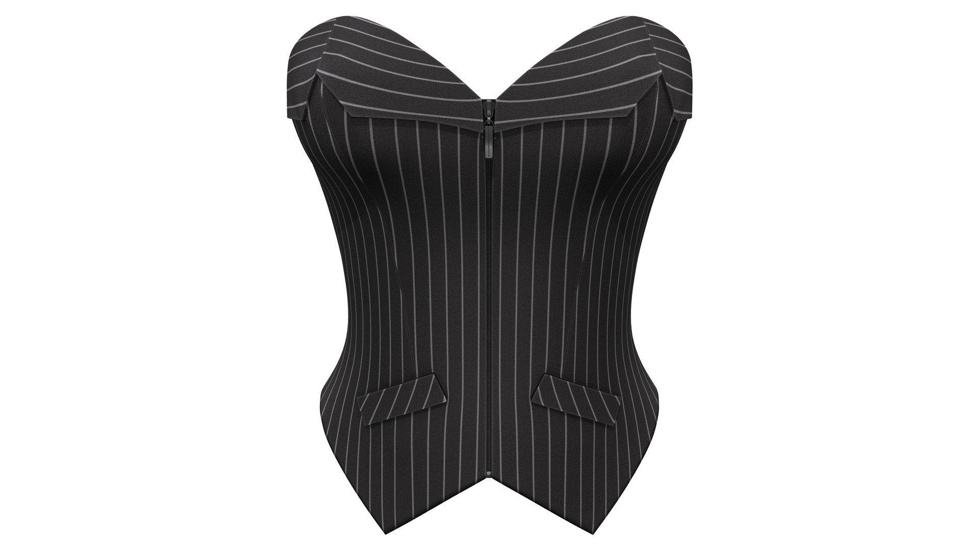 Office Lady Lace Up Stripes Corset Top model - TurboSquid 1993448