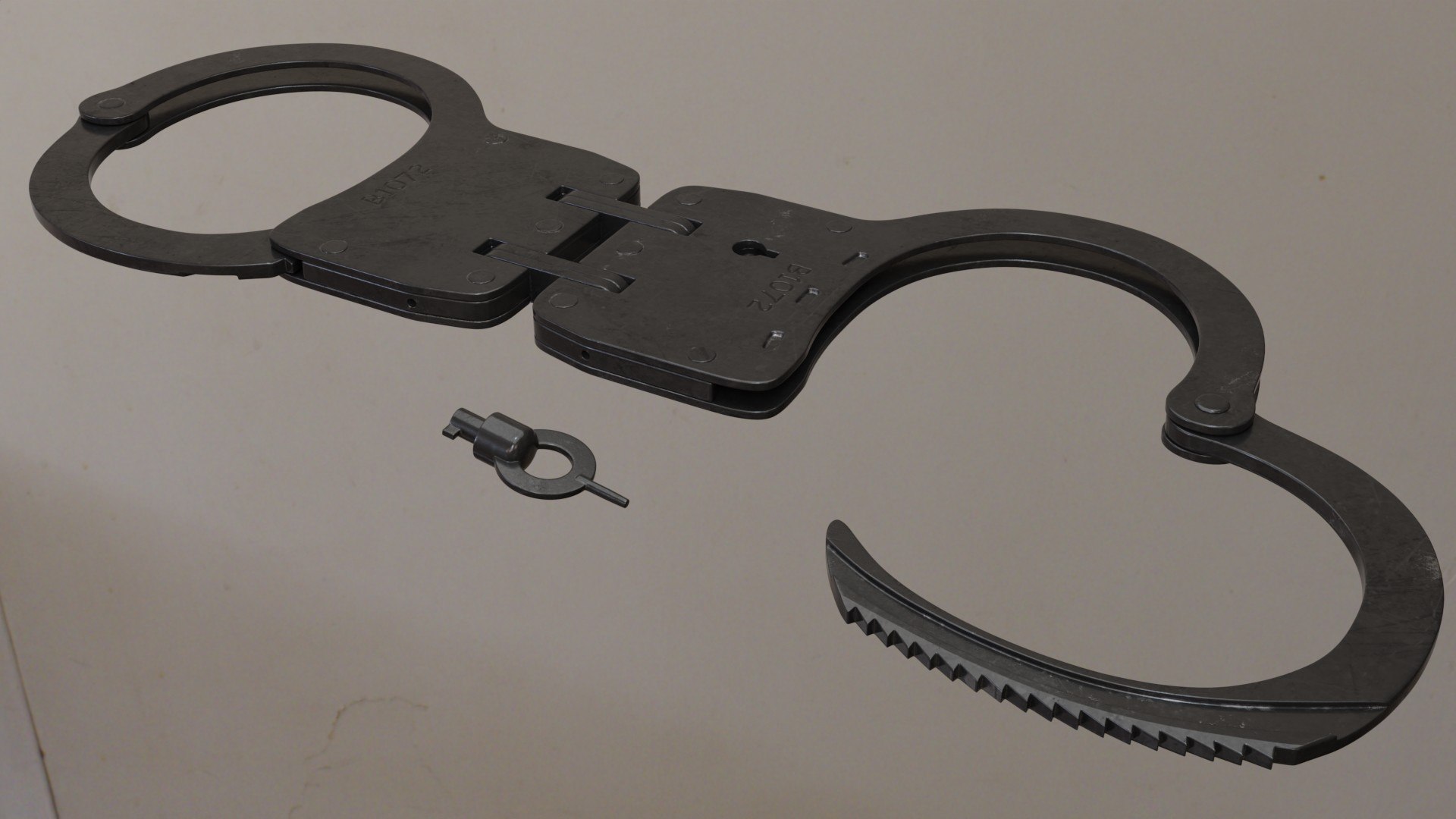 3D Hinged Oxidized Handcuffs With Key - TurboSquid 2198358