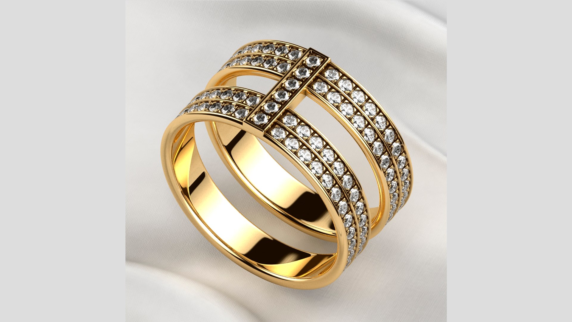 3D High Jewelry Full Circle Diamonds Gold Double Ring - TurboSquid 1892475