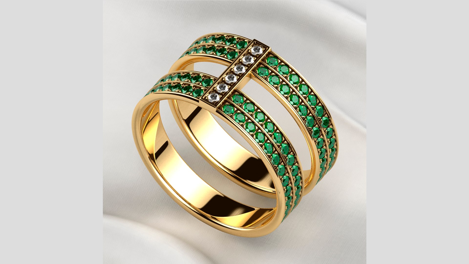 3D High Jewelry Full Circle Diamonds Gold Double Ring - TurboSquid 1892475