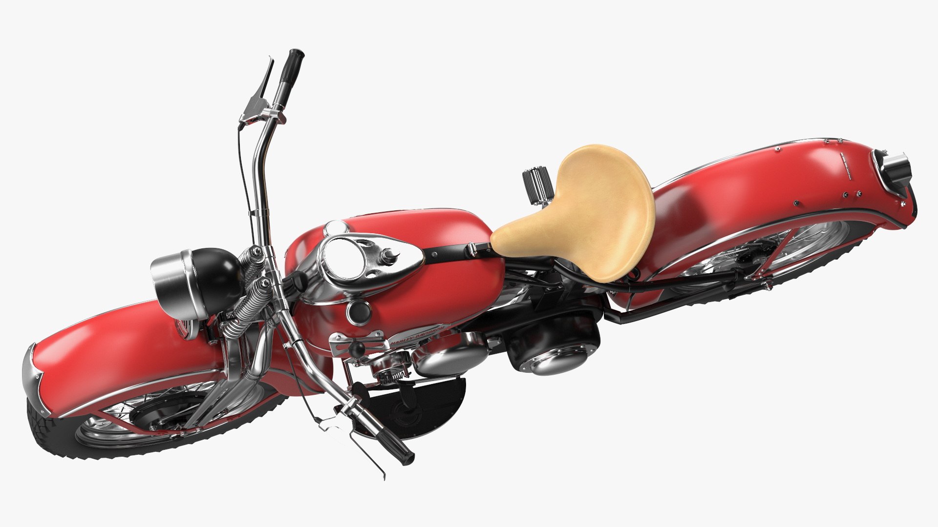 3D Motorcycle Harley-Davidson WLA Red - TurboSquid 2105091