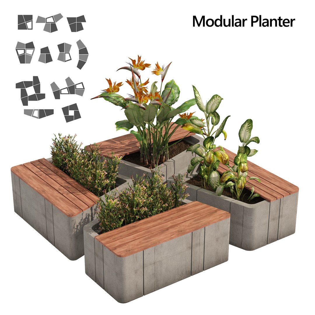 3D Modular Planters - TurboSquid 1960256