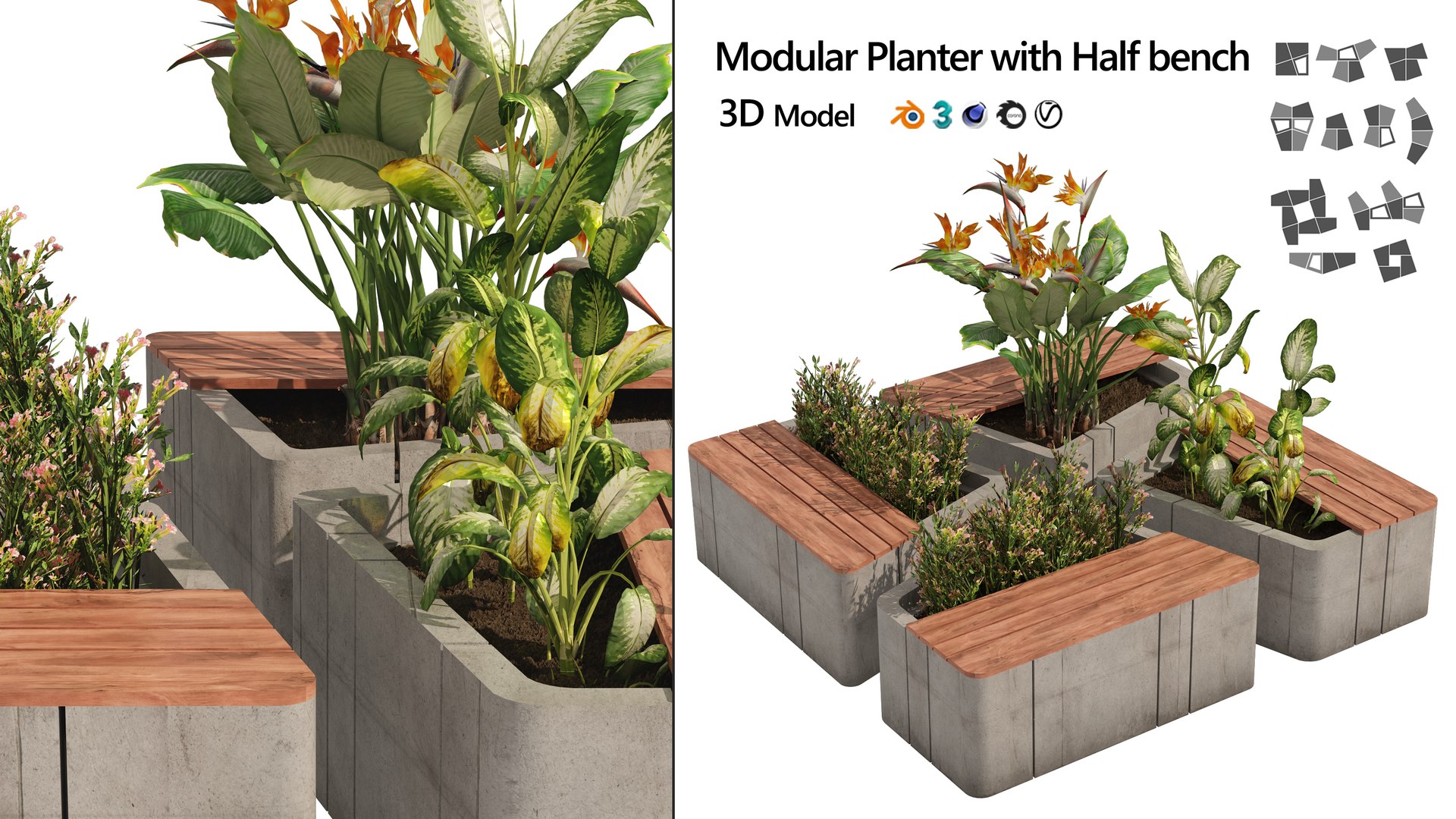 3D Modular Planters - TurboSquid 1960256
