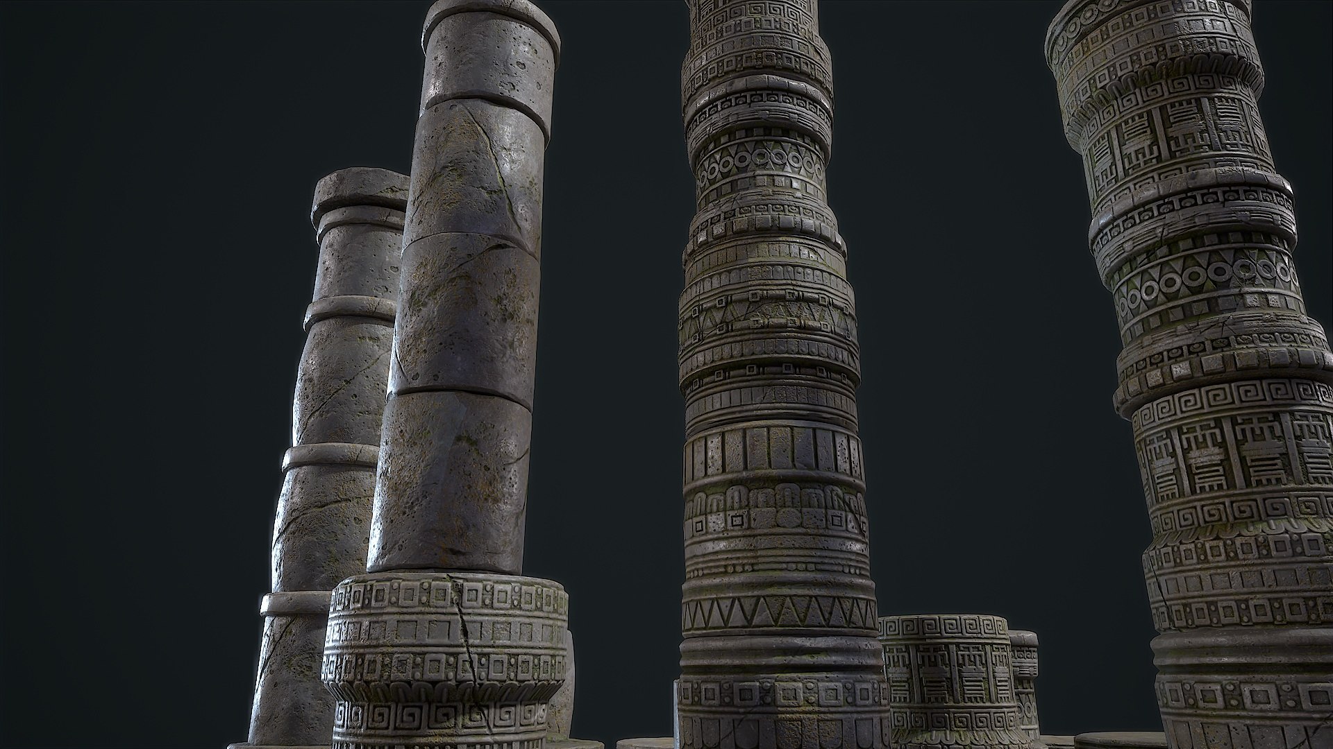 3D Aztec Modular Columns - TurboSquid 2219216