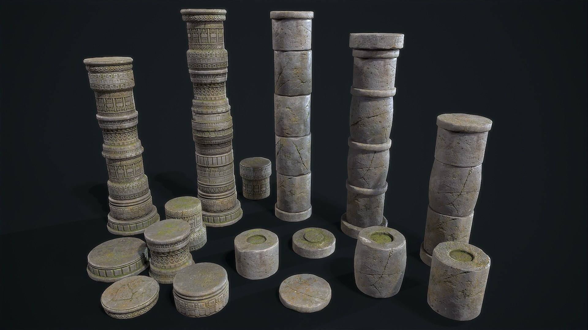 3D Aztec Modular Columns - TurboSquid 2219216