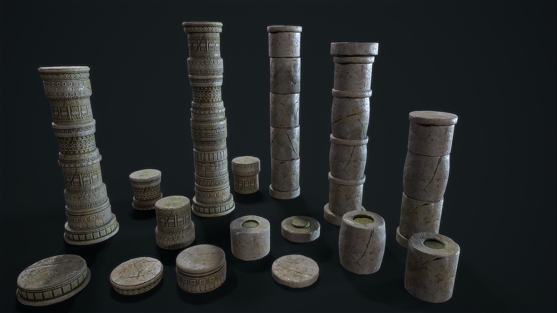 3D Aztec Modular Columns - TurboSquid 2219216