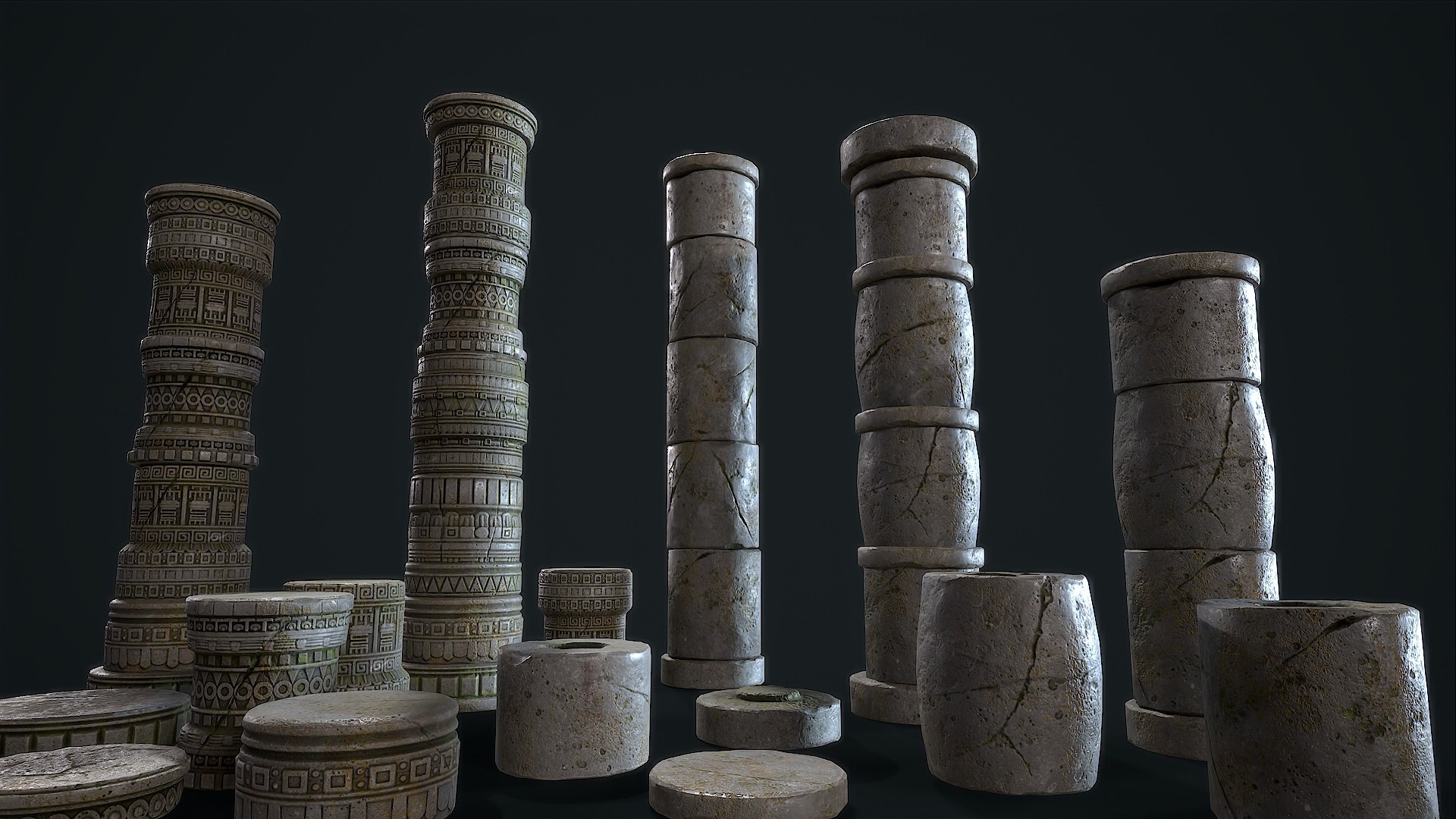 3D Aztec Modular Columns - TurboSquid 2219216