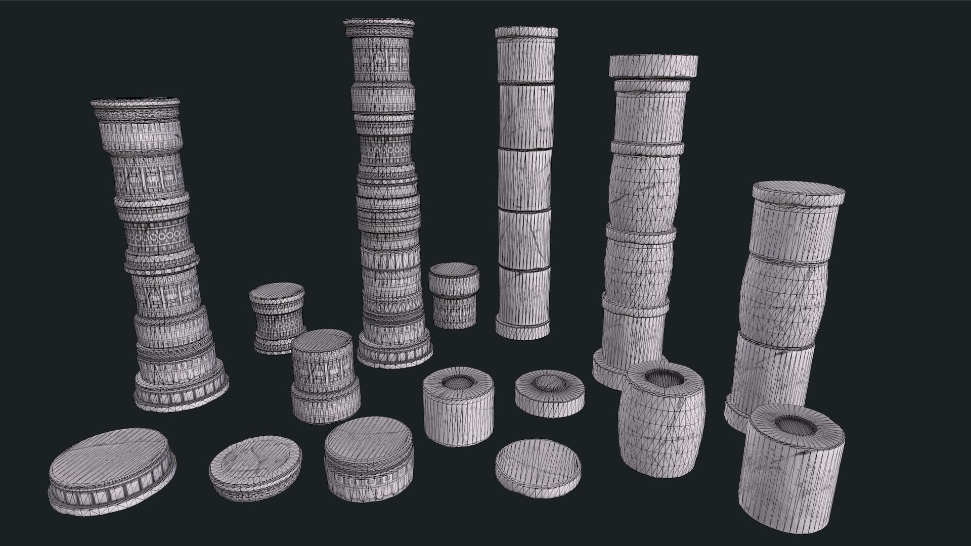 3D Aztec Modular Columns - TurboSquid 2219216