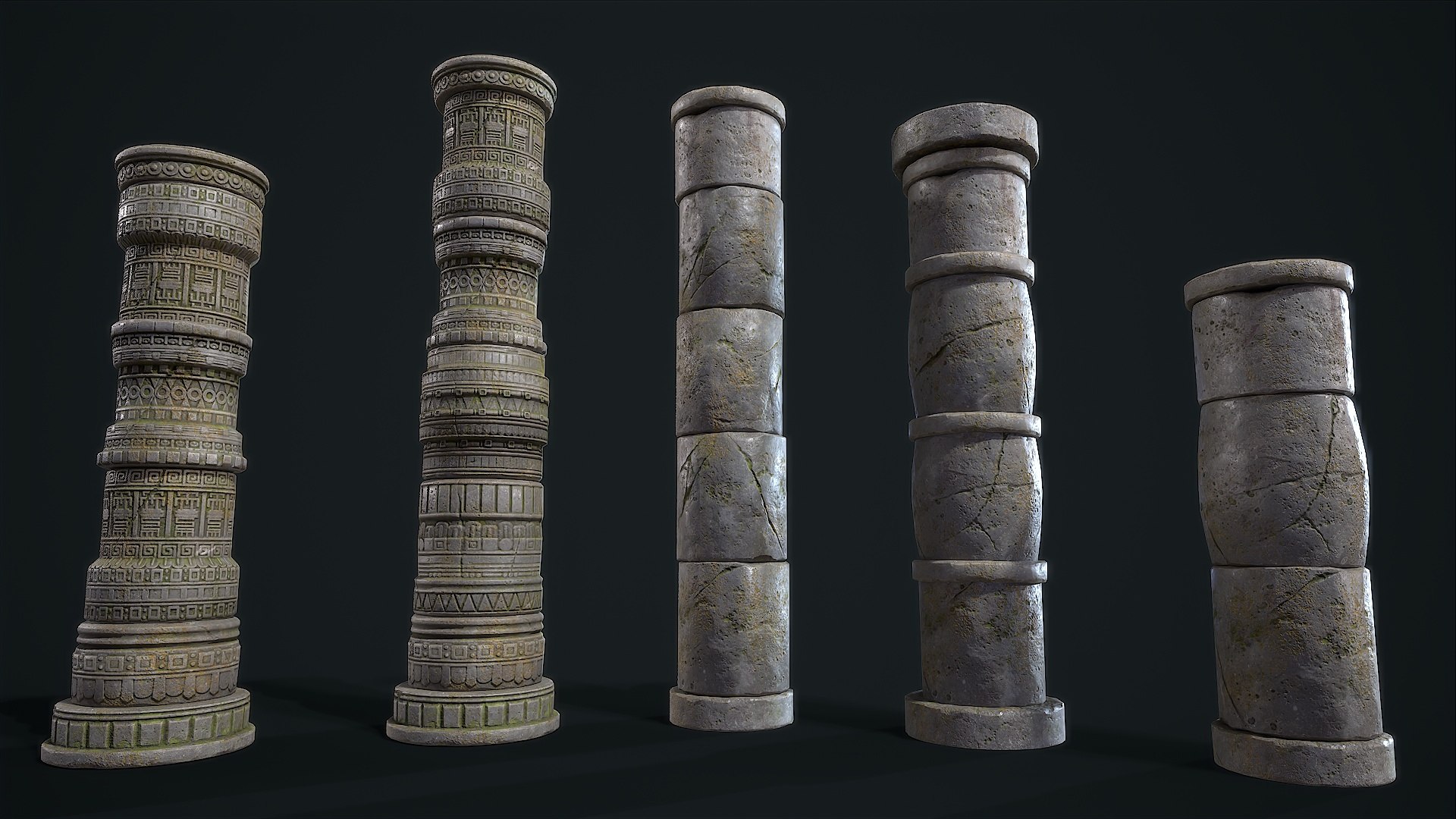 3D Aztec Modular Columns - TurboSquid 2219216