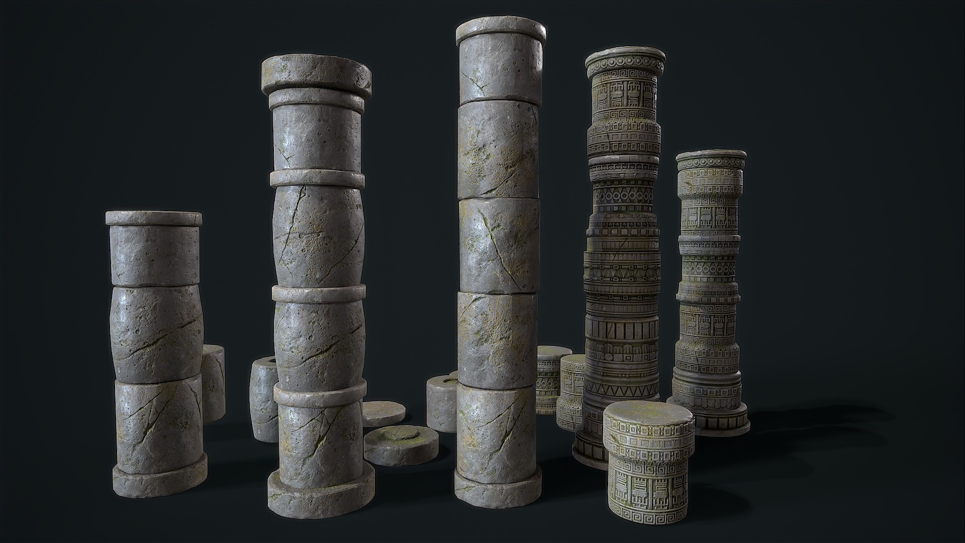 3D Aztec Modular Columns - TurboSquid 2219216