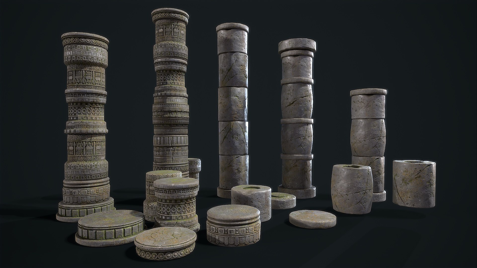 3D Aztec Modular Columns - TurboSquid 2219216