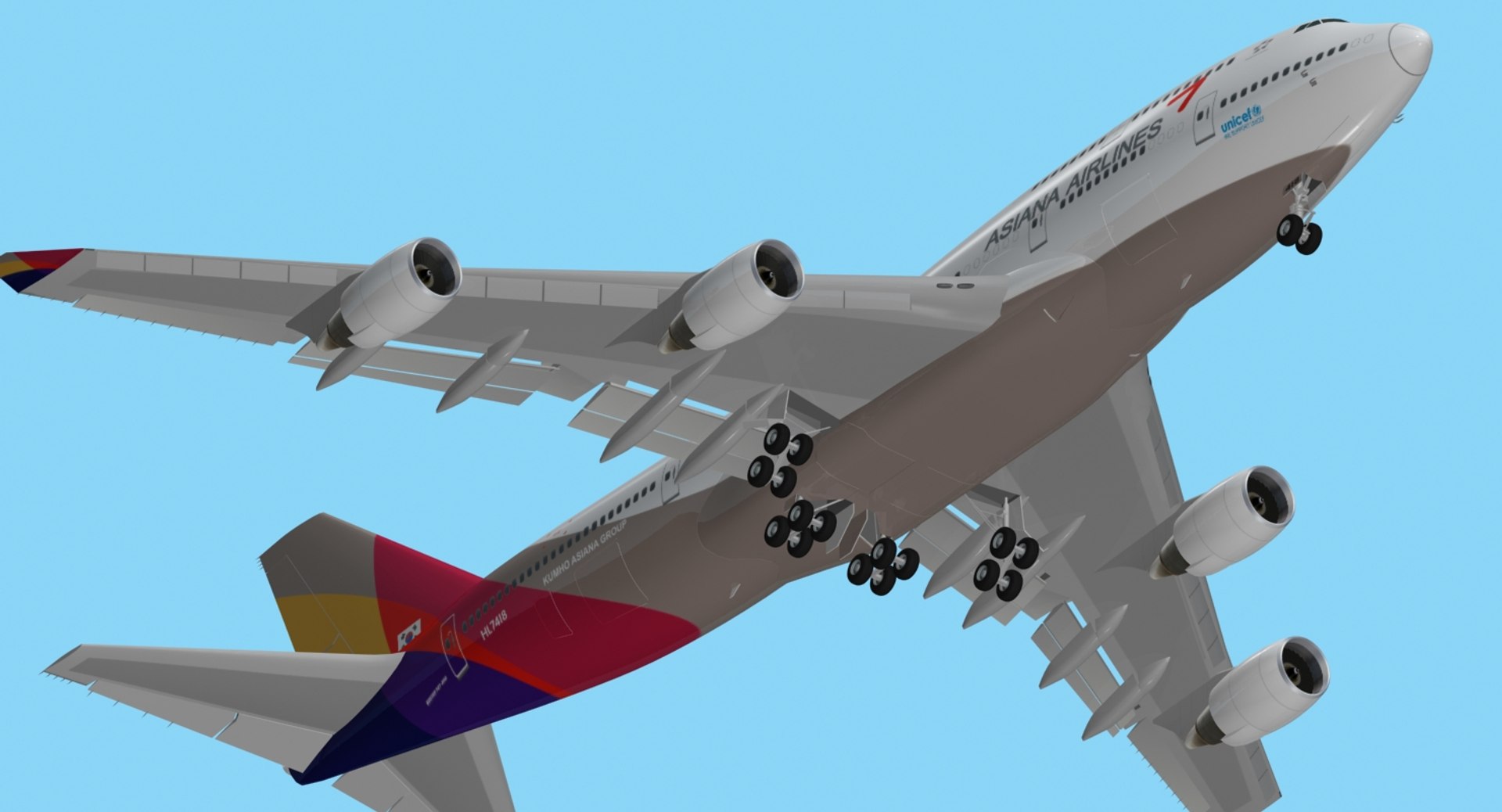 3D Boeing 747-400 Asiana Airlines Model - TurboSquid 1208593