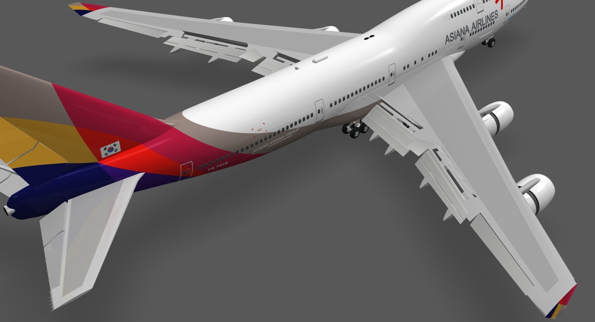 3D Boeing 747-400 Asiana Airlines Model - TurboSquid 1208593