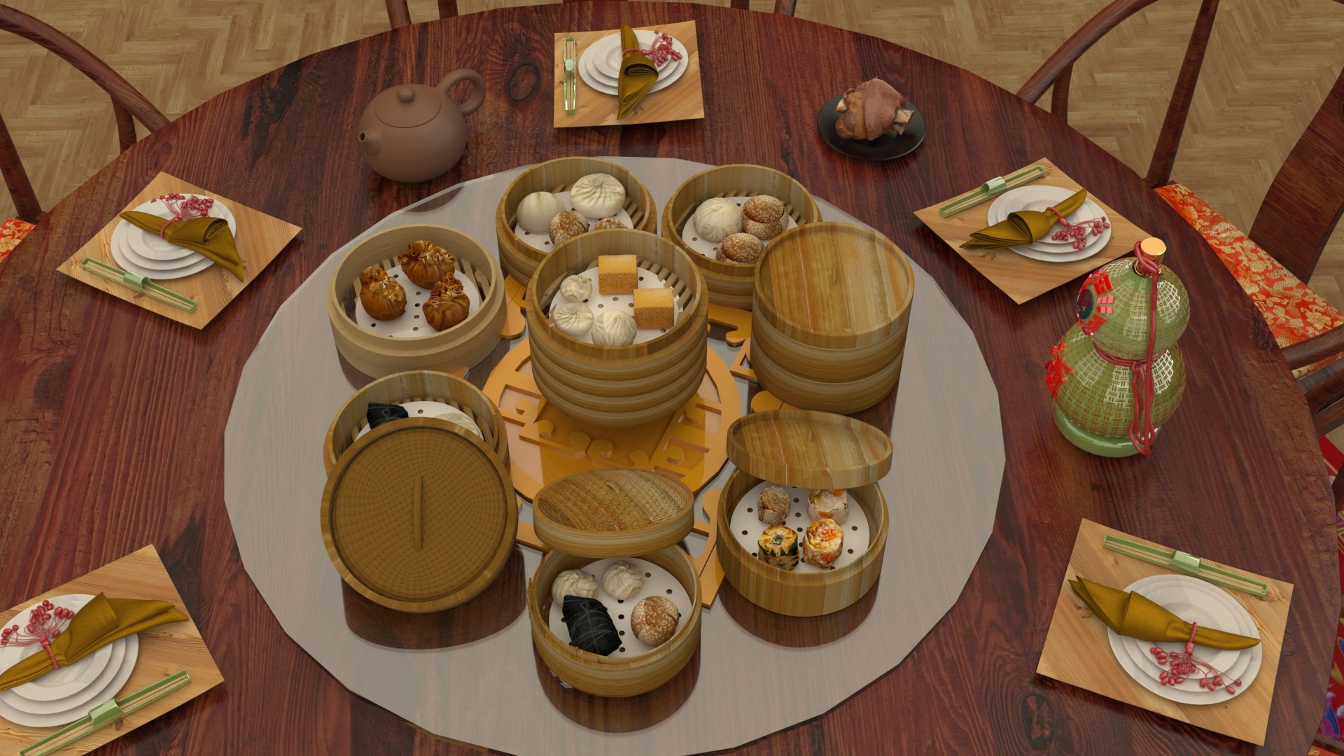 Chinese Dim Sum Table Model - TurboSquid 2246250