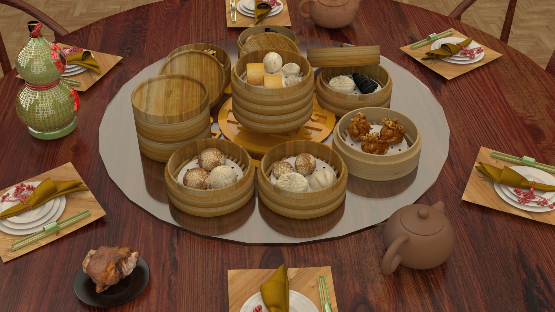 Chinese Dim Sum Table Model - TurboSquid 2246250