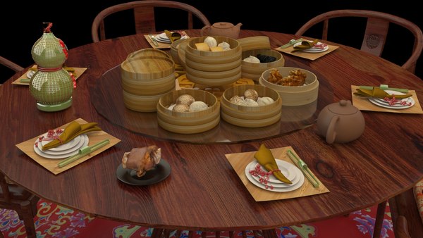modelo 3d Mesa de dim sum chino - TurboSquid 2246250