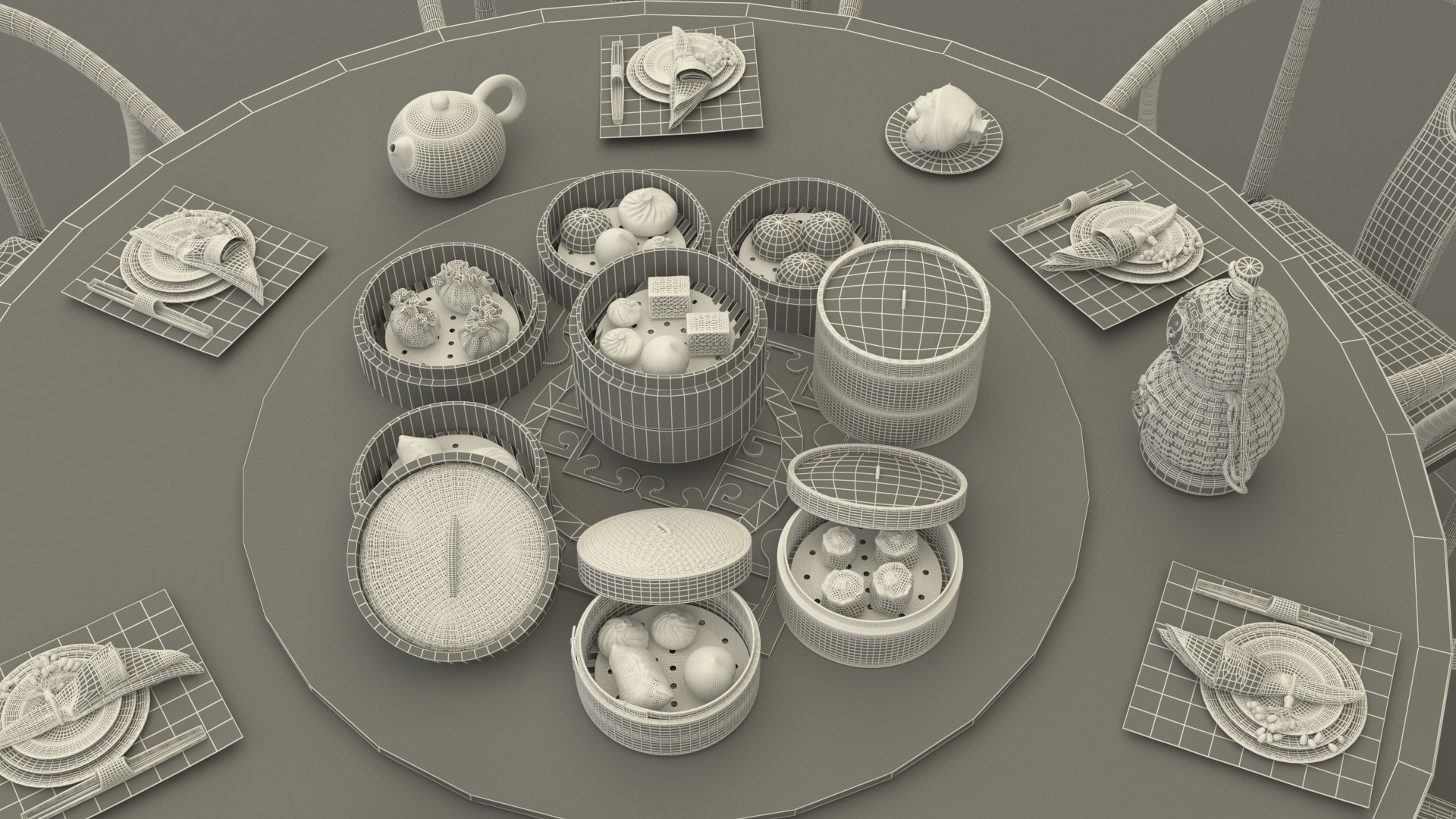 Chinese Dim Sum Table Model - TurboSquid 2246250