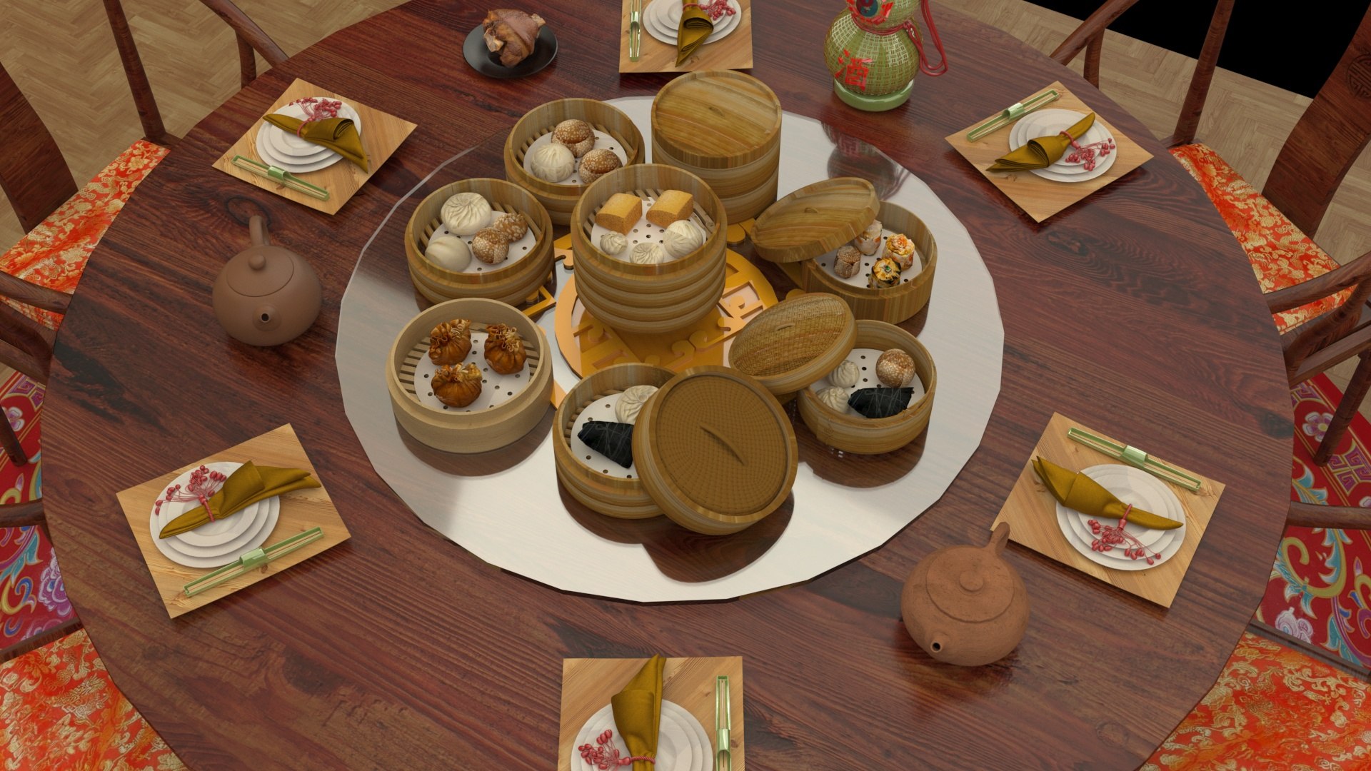 Chinese Dim Sum Table Model - TurboSquid 2246250