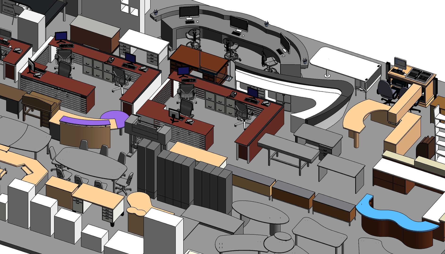 3D Office Interior Revit Family - TurboSquid 2279063