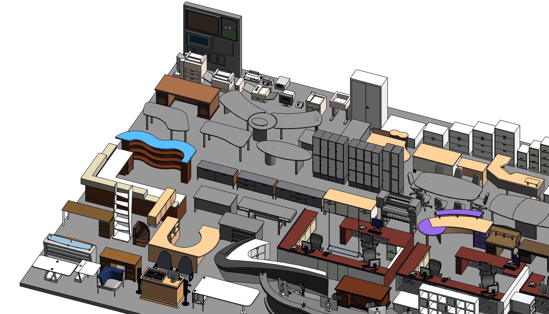 3D Office Interior Revit Family - TurboSquid 2279063