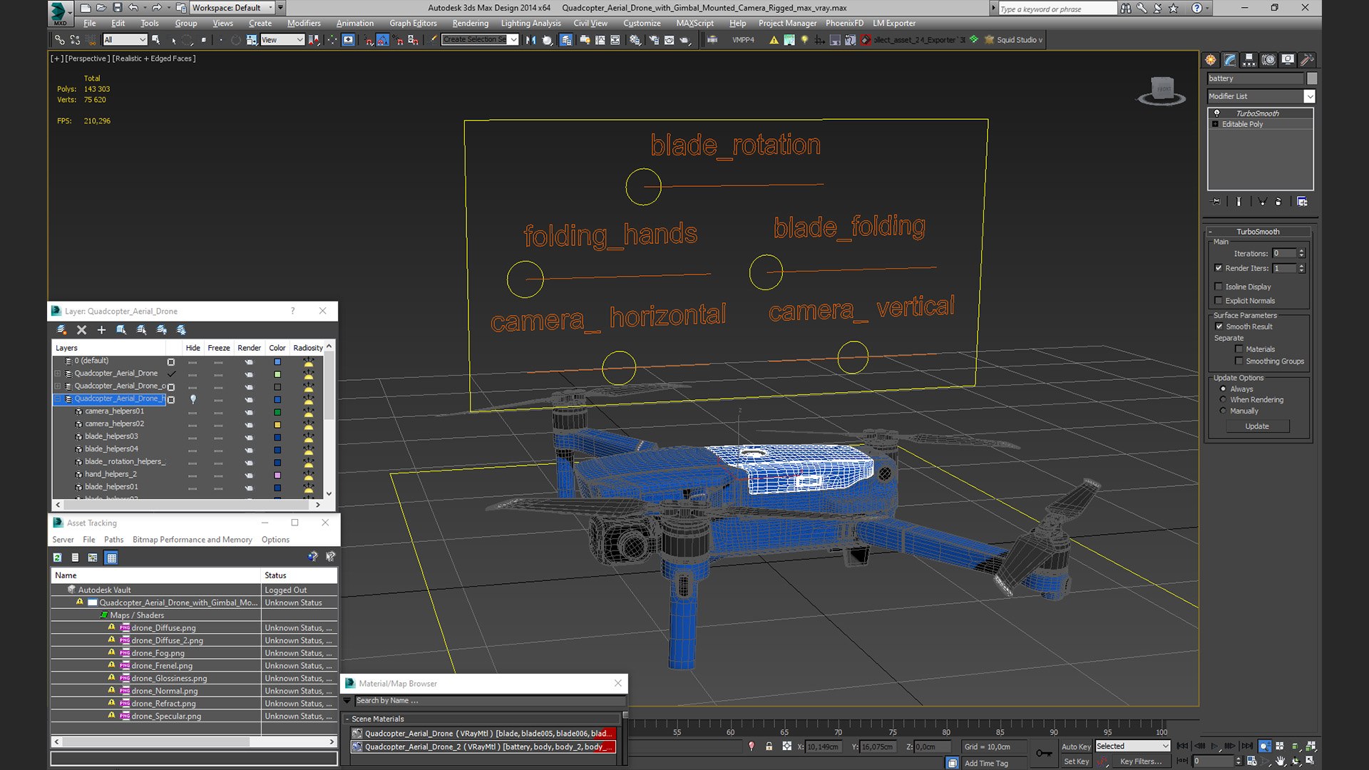 3D quadcopter aerial drone gimbal - TurboSquid 1591502