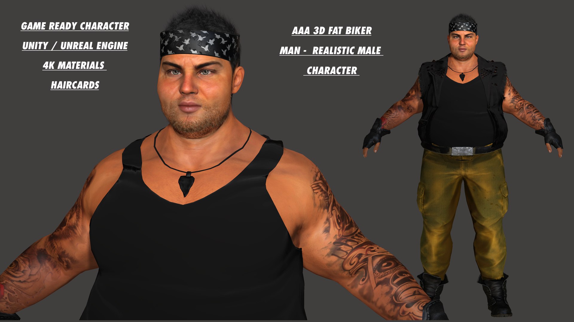 AAA 3D REALISTIC FAT MALE CHARACTER 01 - RIGGED GAME READY GTA Model ...