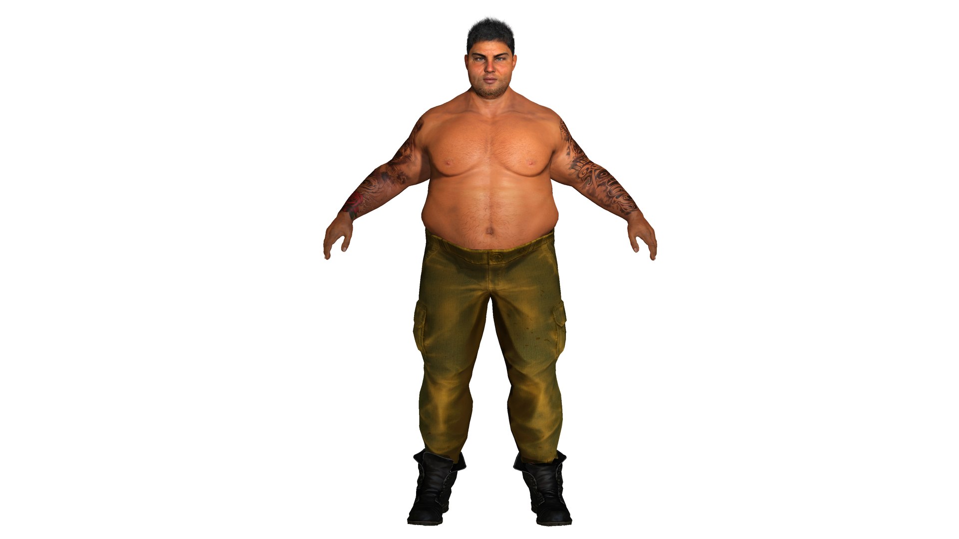 AAA 3D REALISTIC FAT MALE CHARACTER 01 - RIGGED GAME READY GTA Model ...