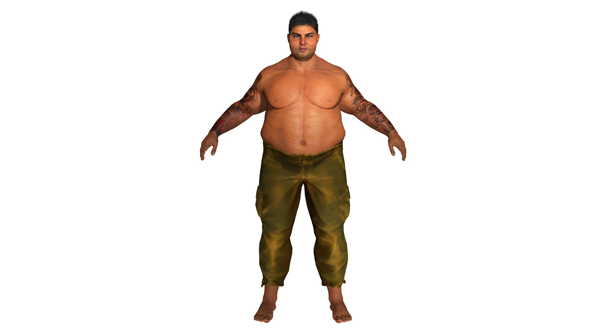 AAA 3D REALISTIC FAT MALE CHARACTER 01 - RIGGED GAME READY GTA Model ...