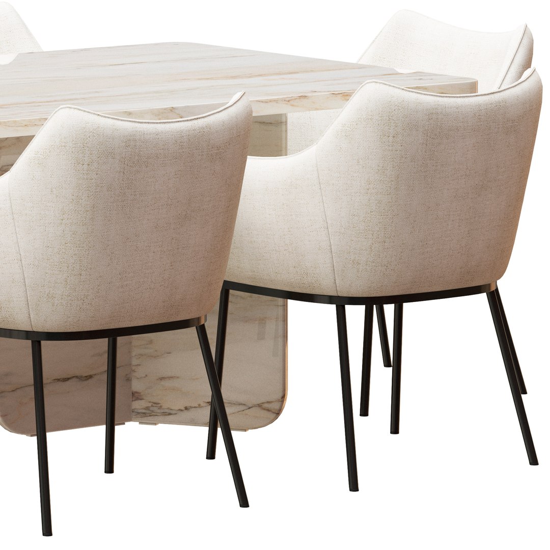 Coco Republic St James Dining Chair And Como Table 3D Model - TurboSquid 2165533