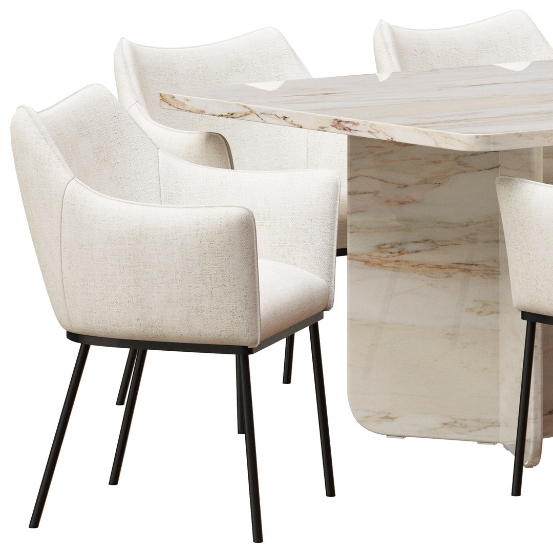Coco Republic St James Dining Chair And Como Table 3D Model ...