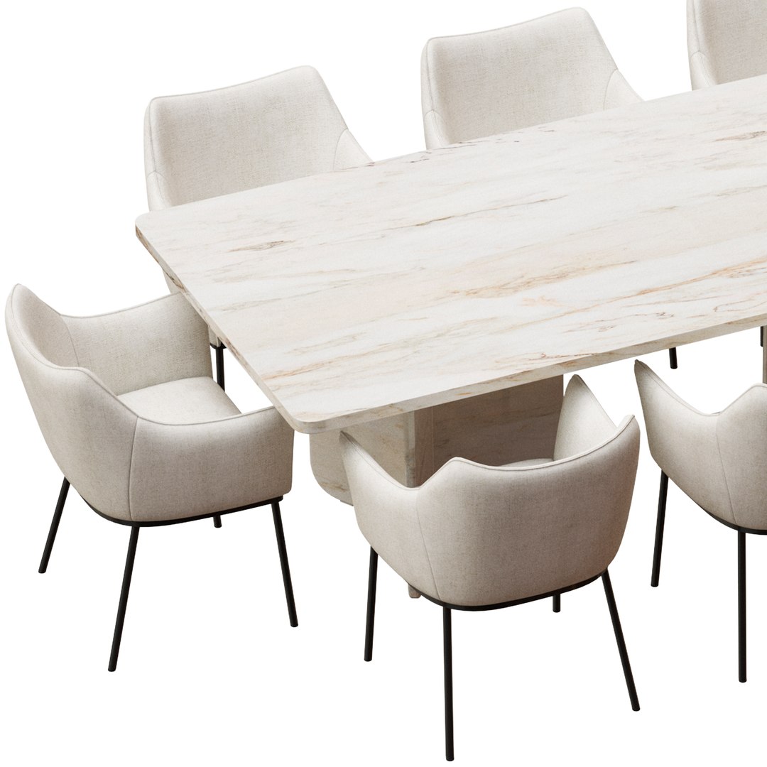 Coco Republic St James Dining Chair And Como Table 3D Model ...