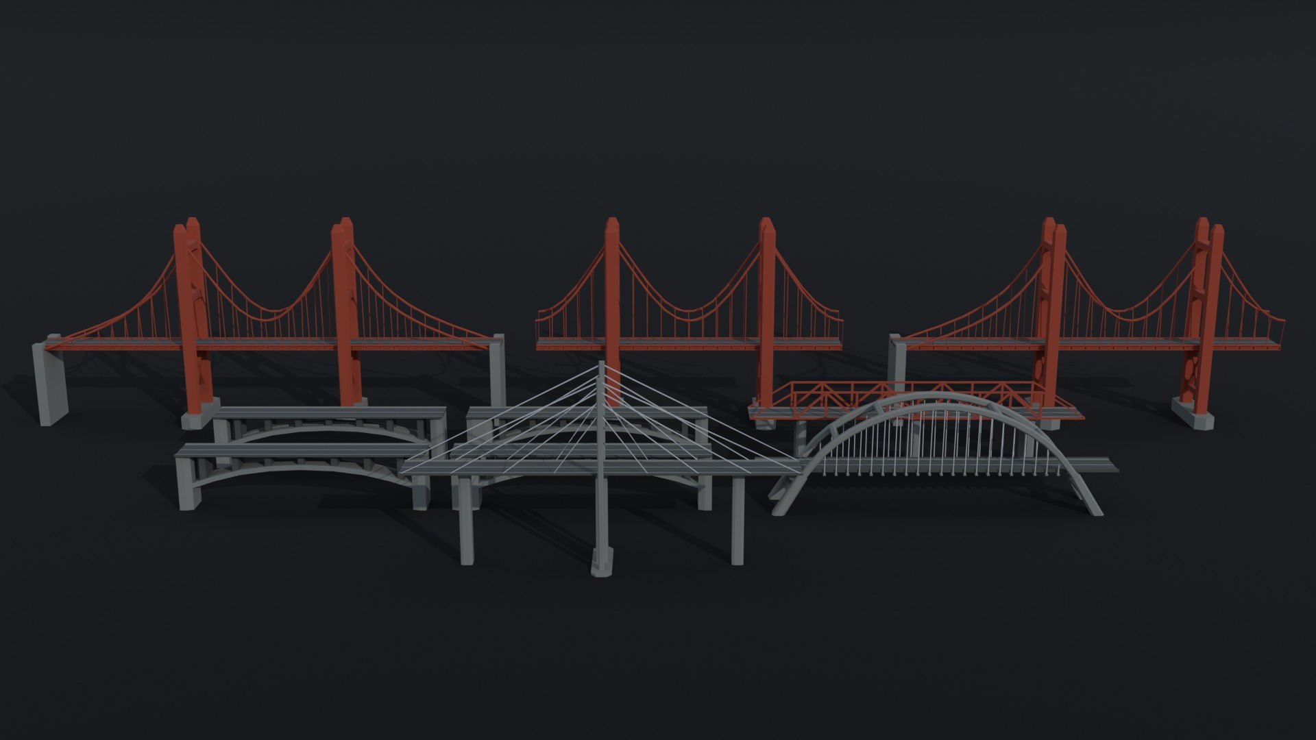 Low-poly Cartoon Modern Bridges Polygonal Style 3D Model - TurboSquid ...
