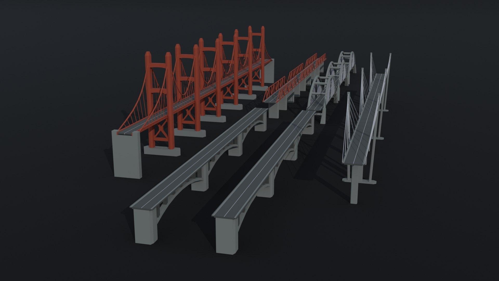 Low-poly Cartoon Modern Bridges Polygonal Style 3D Model - TurboSquid ...