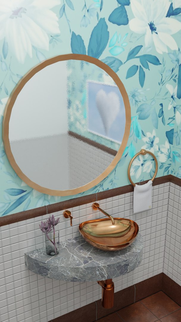 3D interior powder room - TurboSquid 1392103
