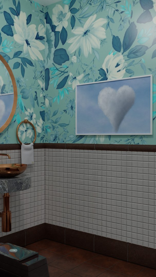 3D interior powder room - TurboSquid 1392103
