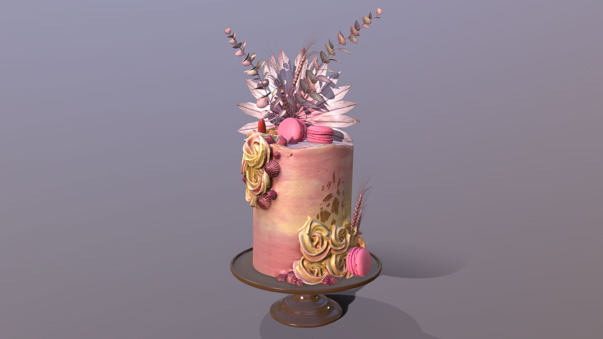 3D model Luxury Golden Swirl Cake - TurboSquid 2022051