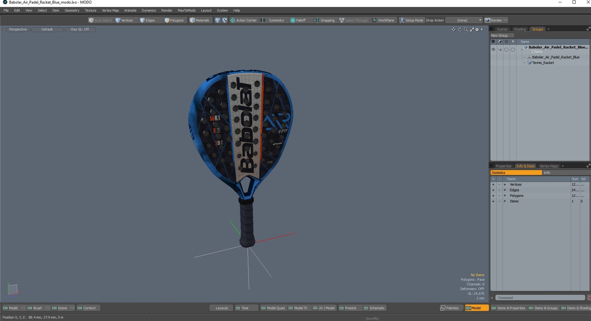 3D Babolat Air Padel Racket Blue - TurboSquid 2235551