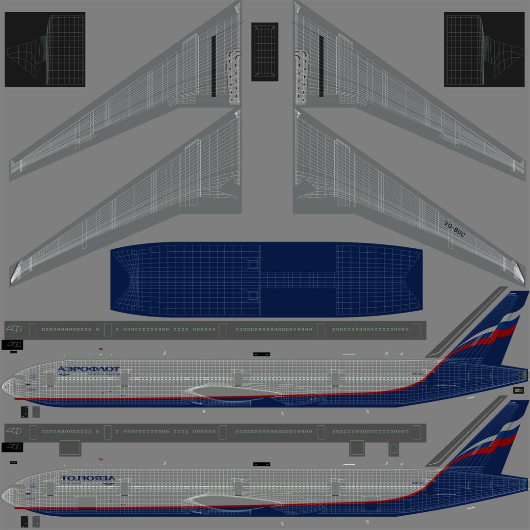 777-300 Aeroflot Model - TurboSquid 1252429