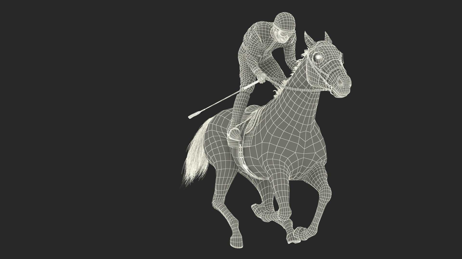 3D White Racing Horse With Jokey Gallop Model - TurboSquid 2366208