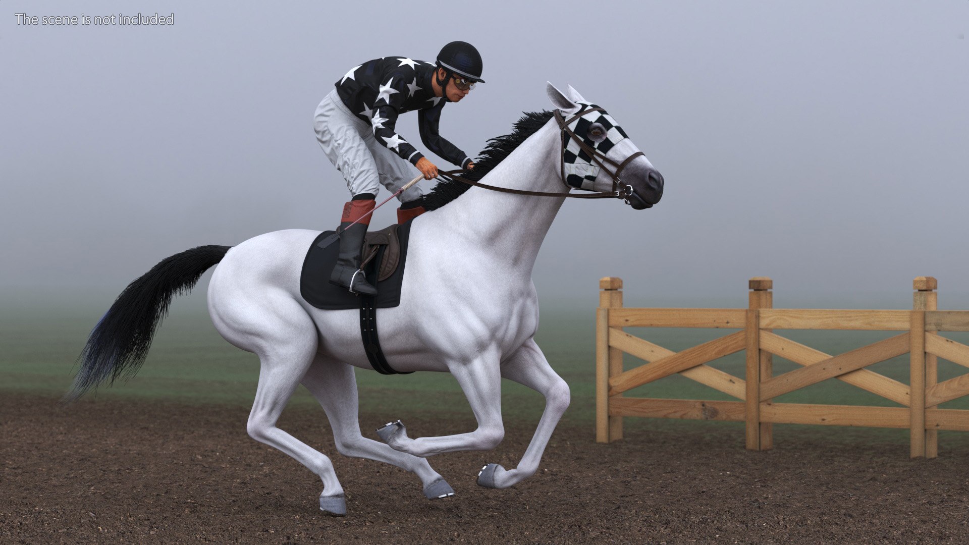 3D White Racing Horse With Jokey Gallop Model - TurboSquid 2366208