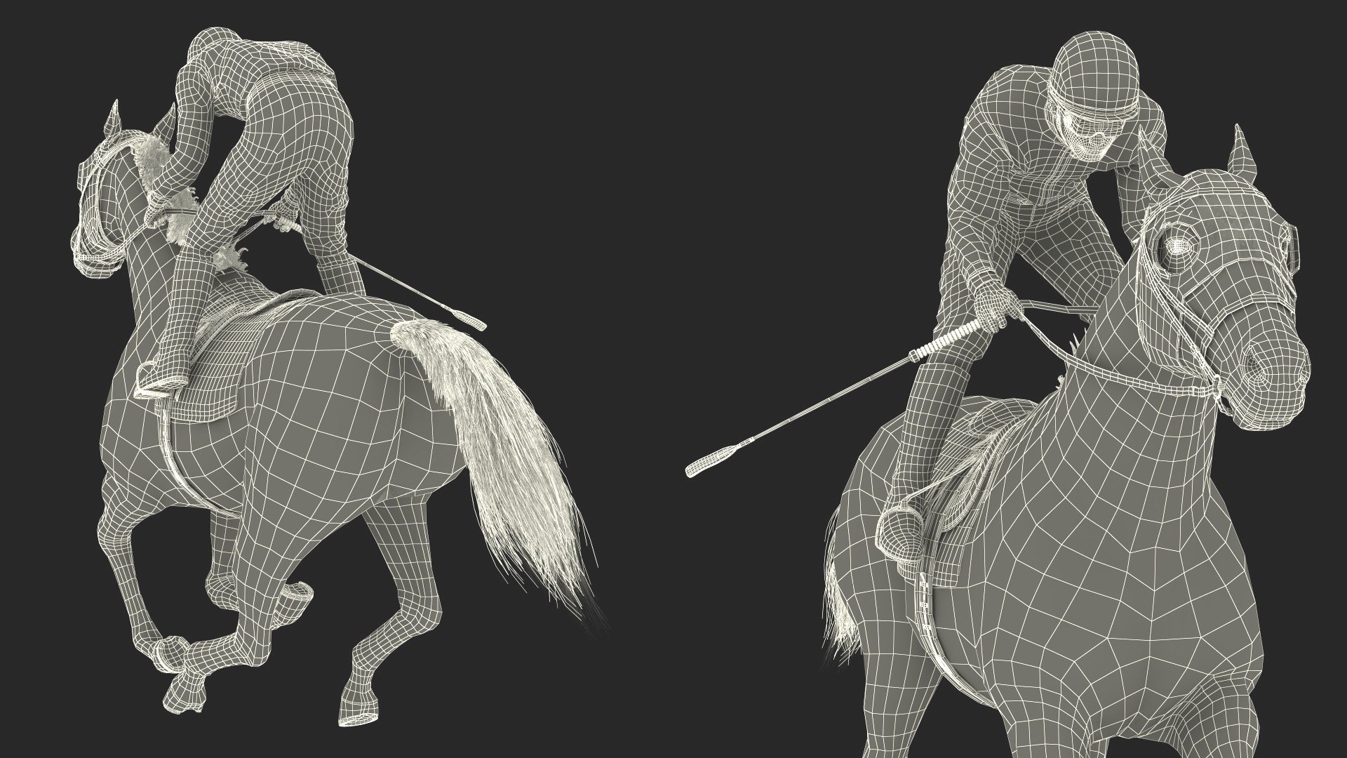 3D White Racing Horse With Jokey Gallop Model - TurboSquid 2366208