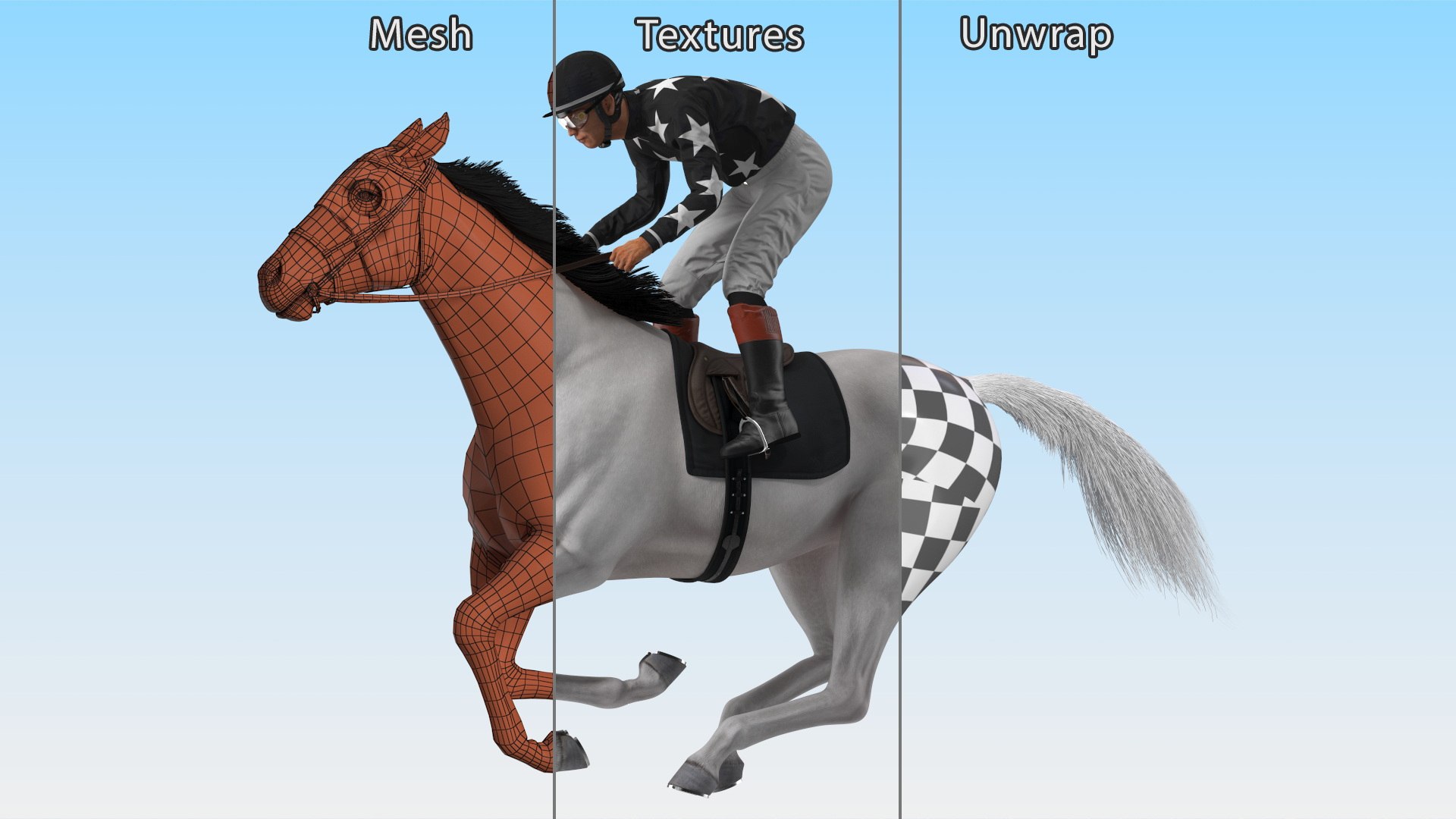 3D White Racing Horse With Jokey Gallop Model - TurboSquid 2366208