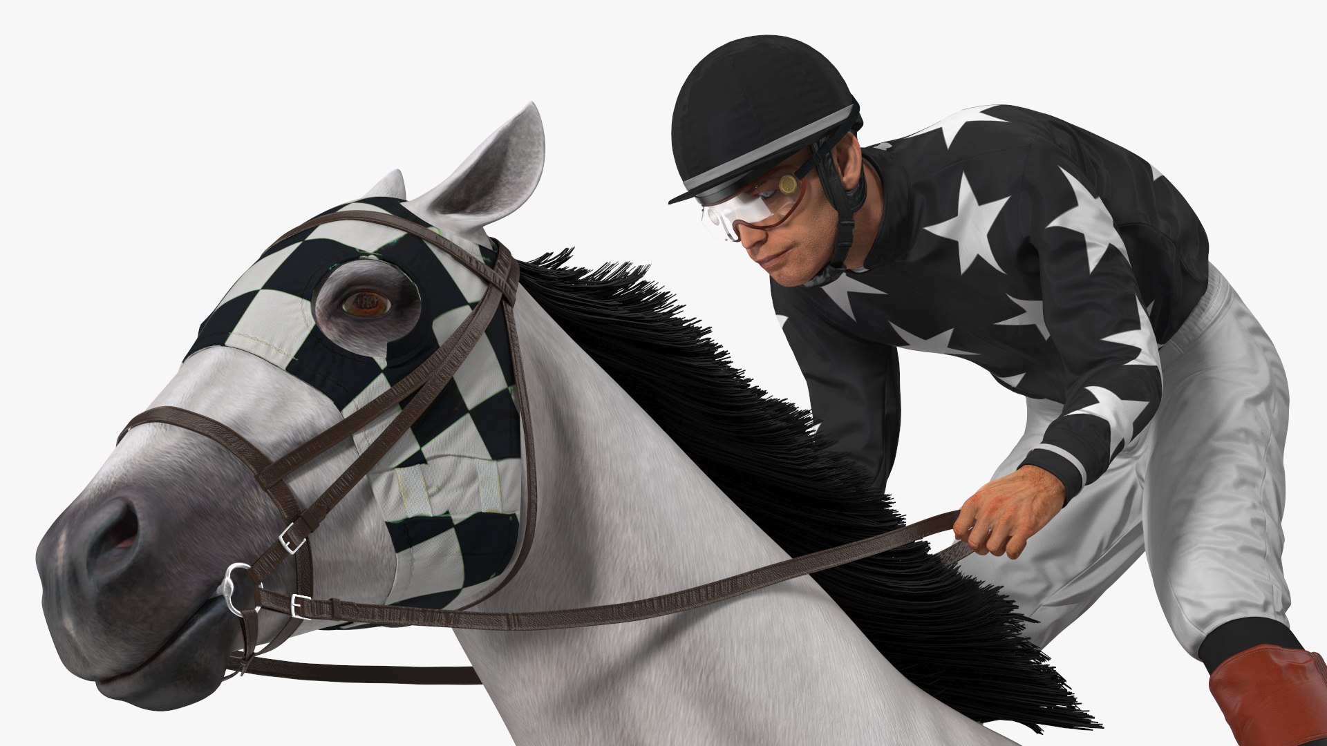 3D White Racing Horse With Jokey Gallop Model - TurboSquid 2366208