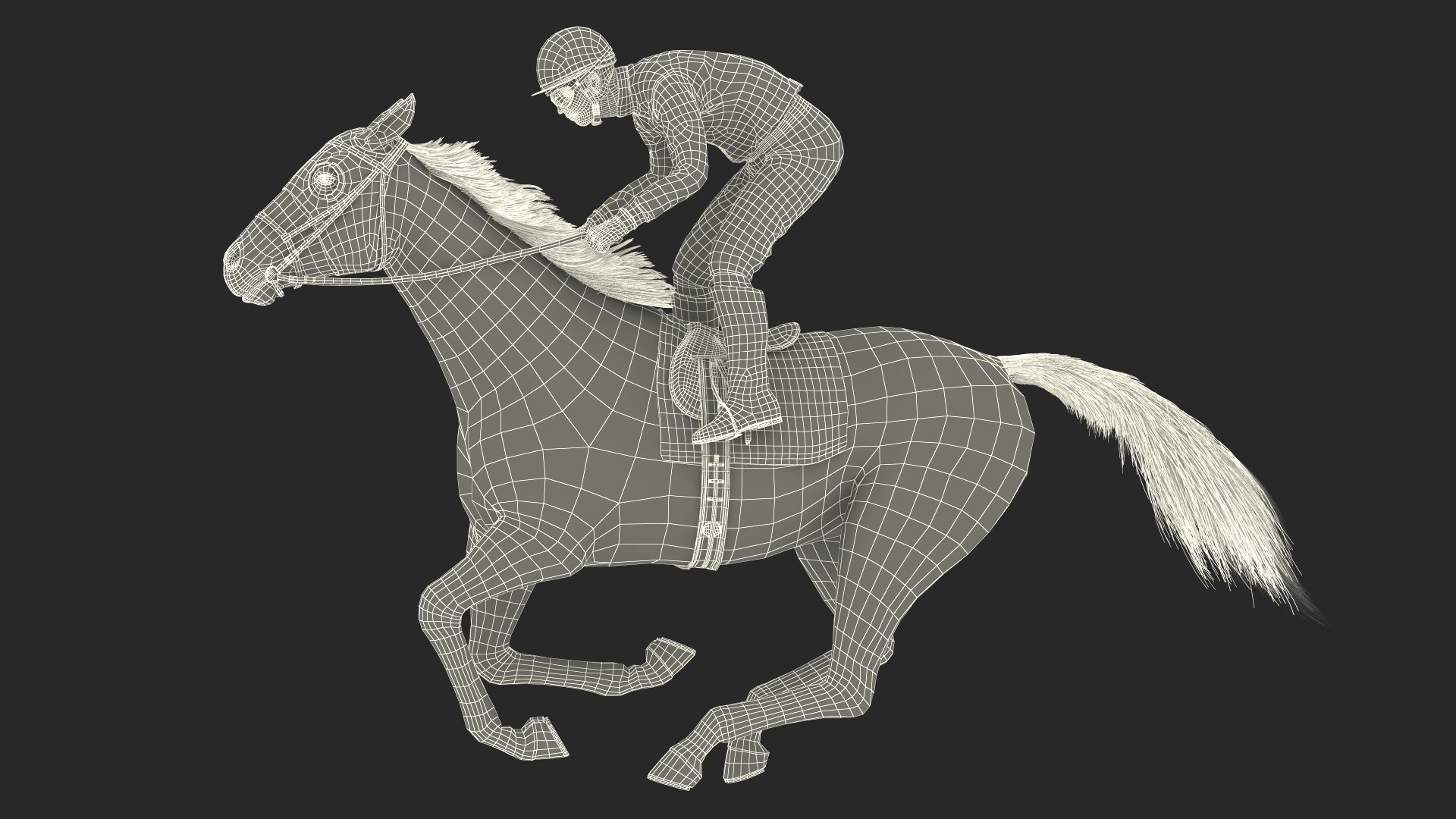 3D White Racing Horse With Jokey Gallop Model - TurboSquid 2366208